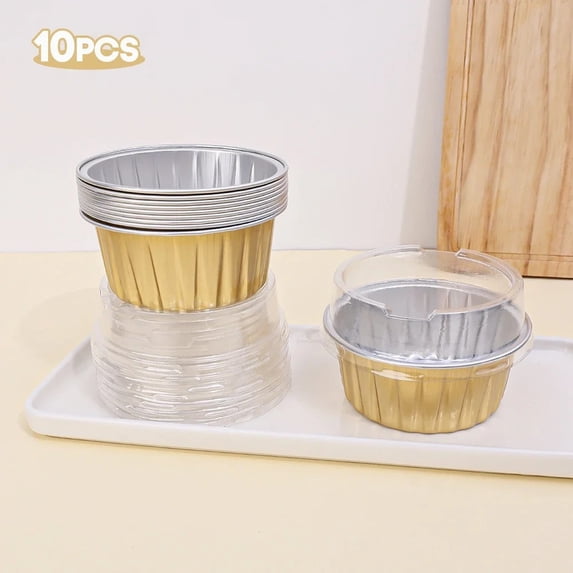 10Pcs Aluminum Foil Tin Cups Reusable Aluminum Foil Tin Pudding Cup ...