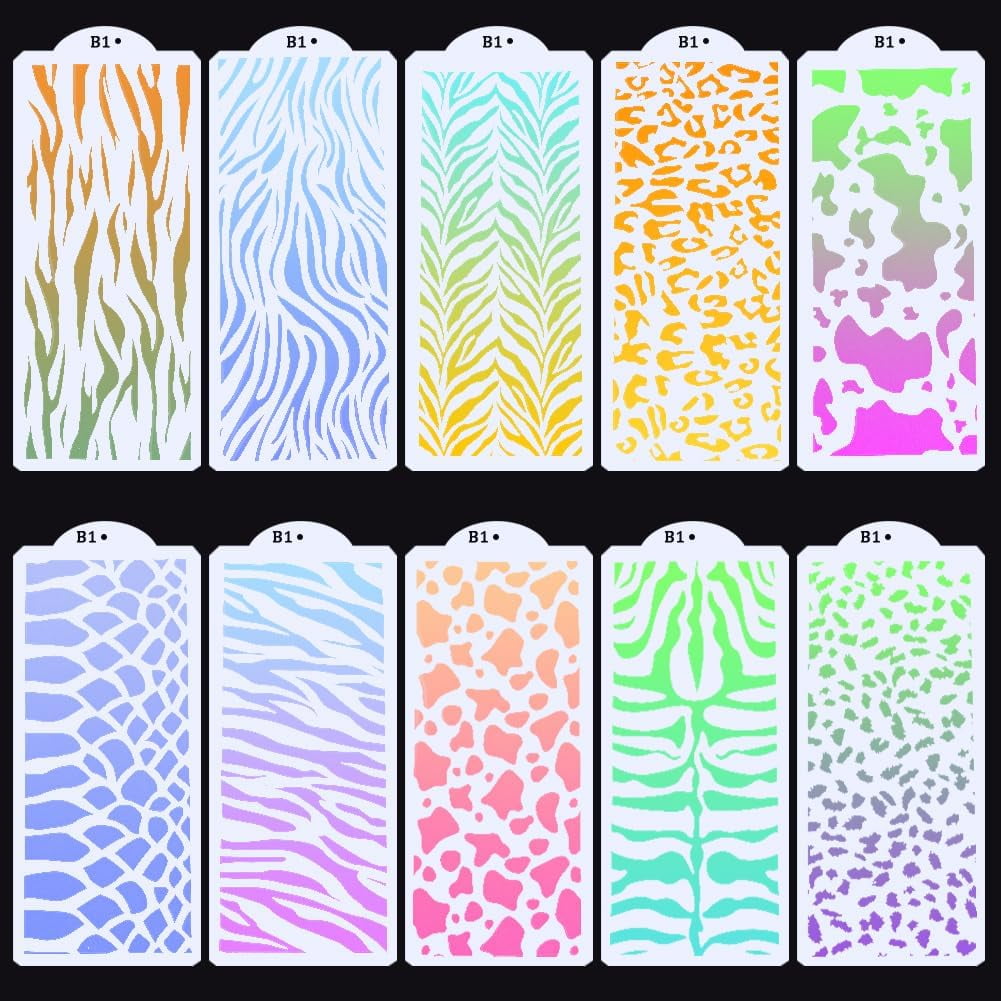 10Pcs Art Texture Stencils Plastic Reusable Mixed Media Template ...