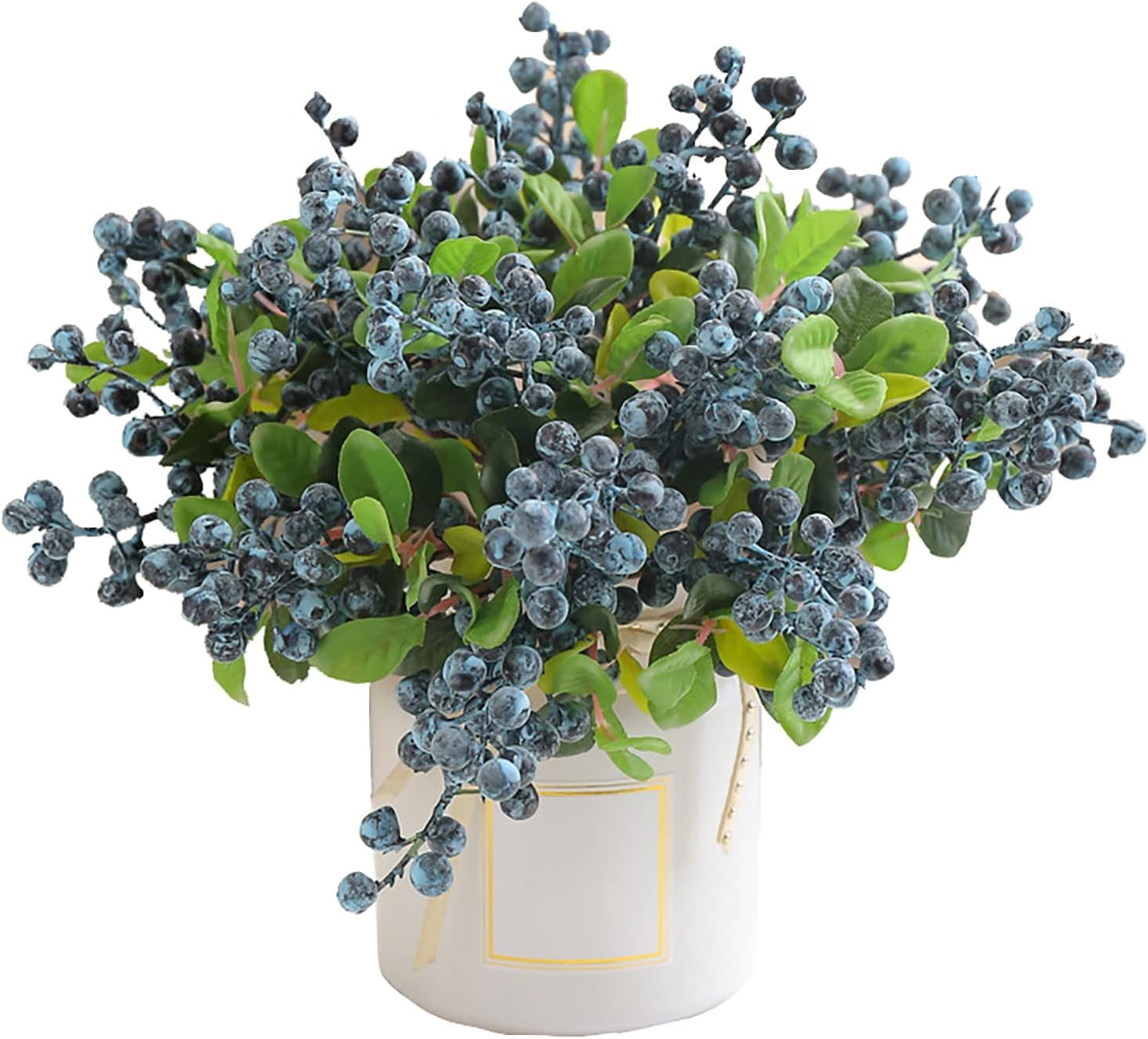 10Pcs Artificial Berries Stems Faux Blueberry Picks with Fake Green ...