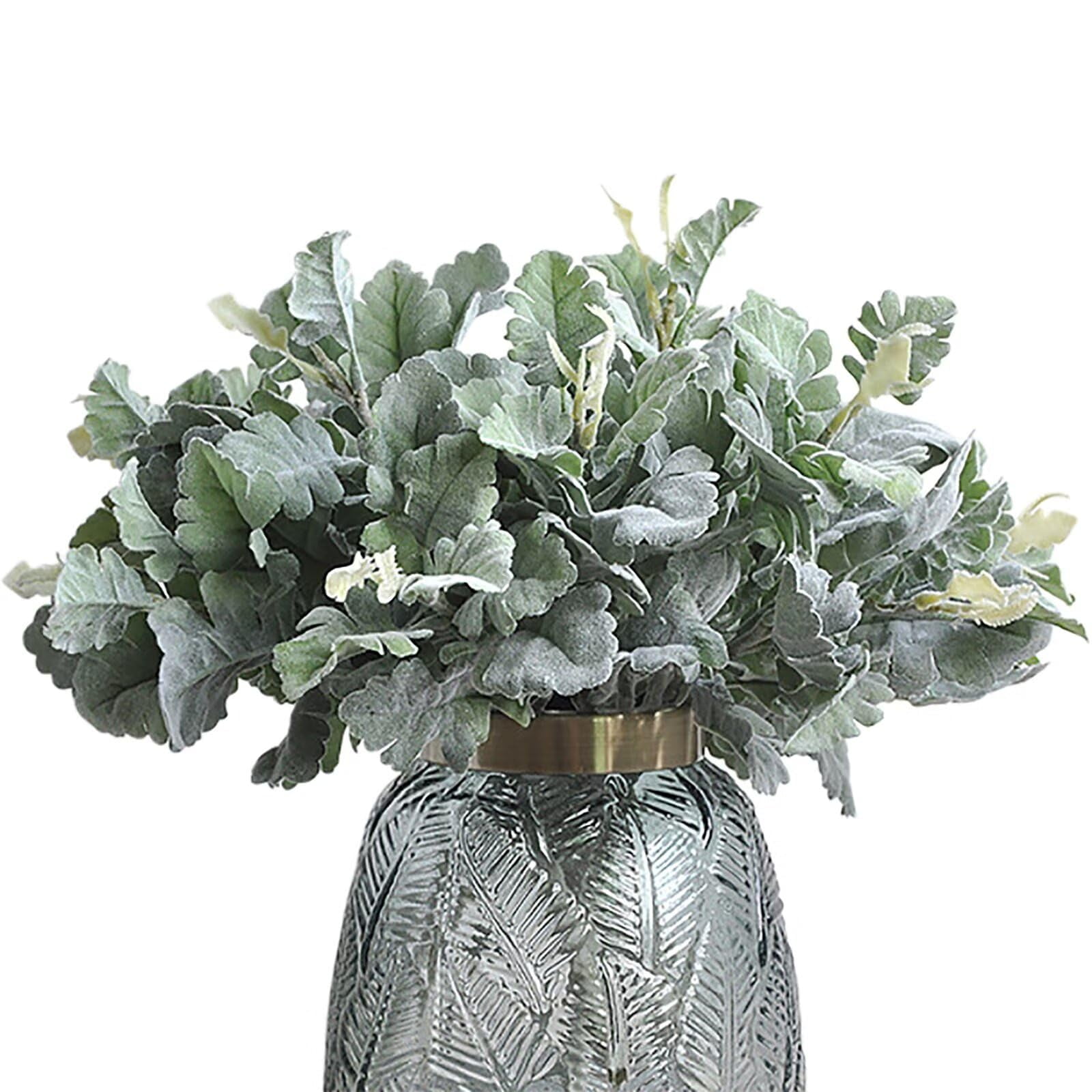 10Pcs Artificial Dusty Miller Bush Greenery Faux Green Dusty Miller ...