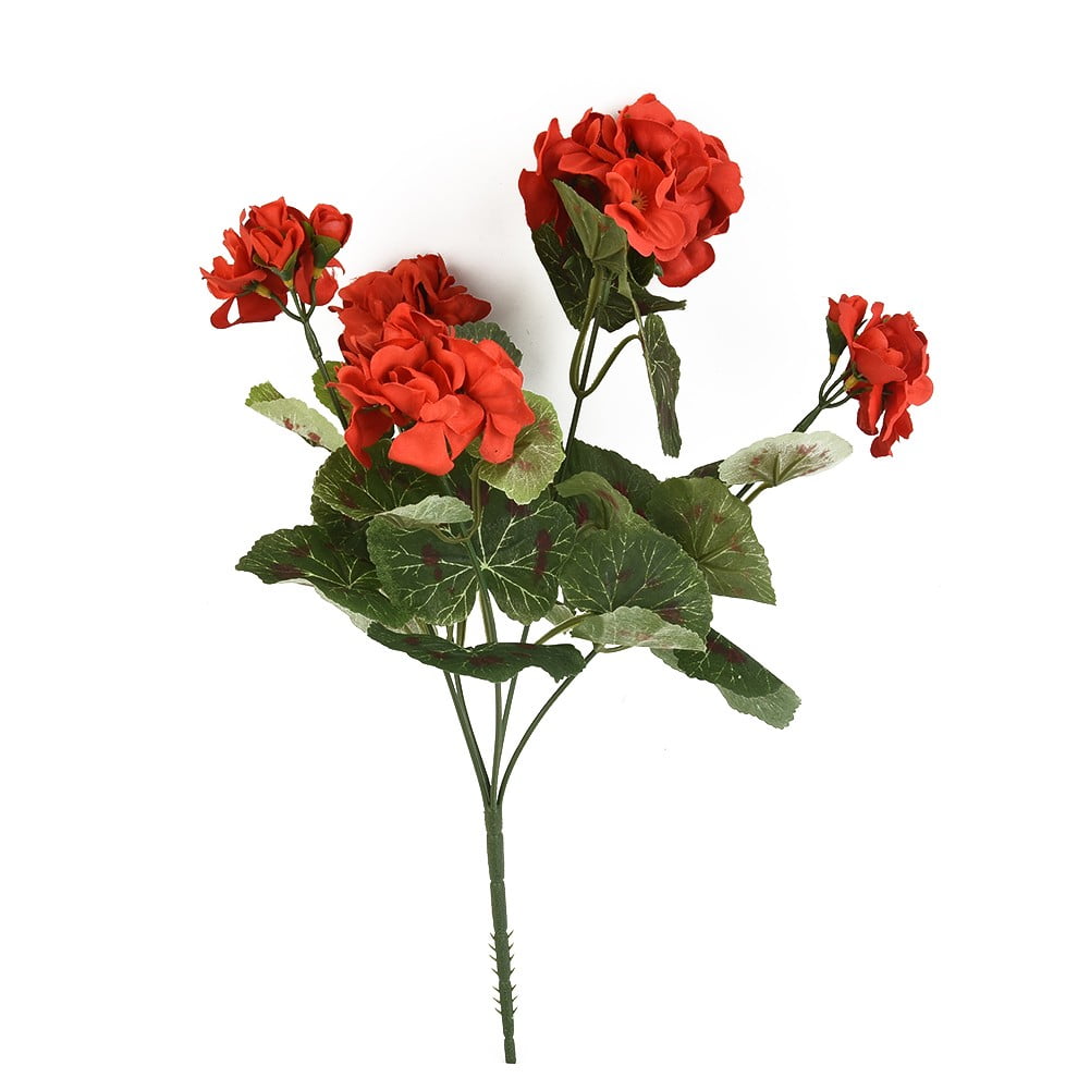 10Pcs Artificial Geranium Flowers Red Faux Geranium Bush 14.2 Inches ...