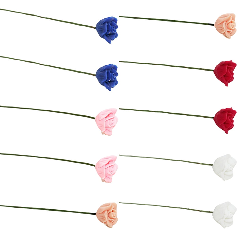 10Pcs Artificial Mini Rose Miniature Flowers Dolls House Flower Model ...