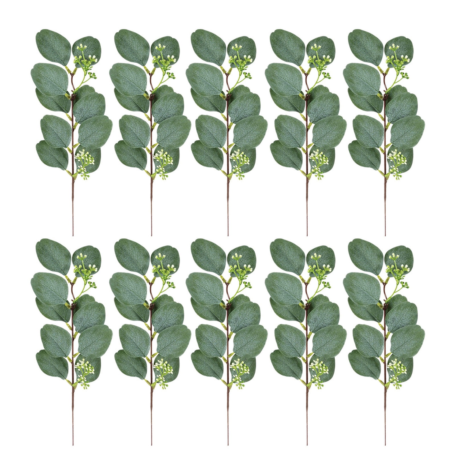 10Pcs Artificial Seeded Eucalyptus Leaves Stems Bulk Artificial Silver Dollar Eucalyptus Leaves ...