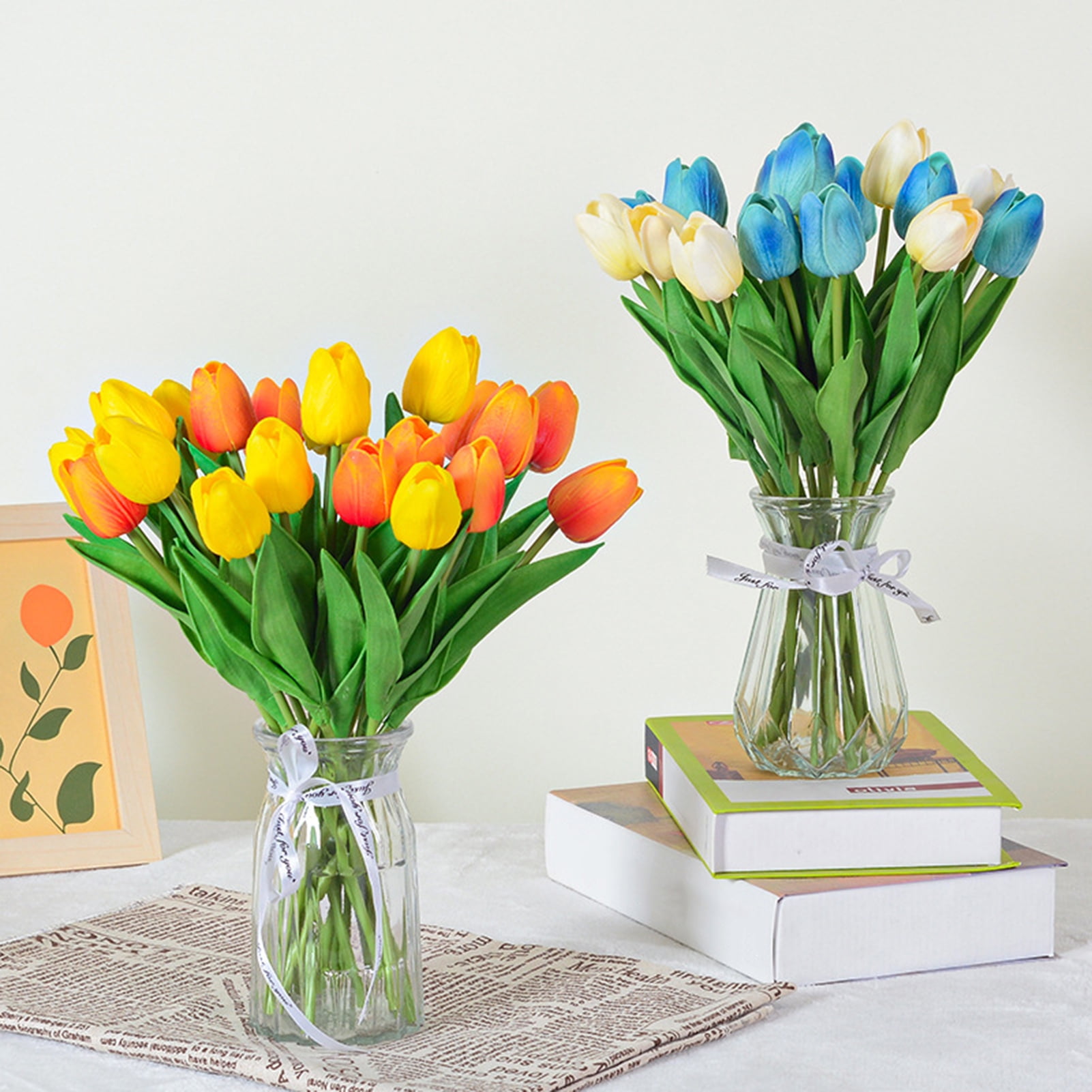 10Pcs Artificial Tulip Flower with Stem Realistic Home Office Table ...
