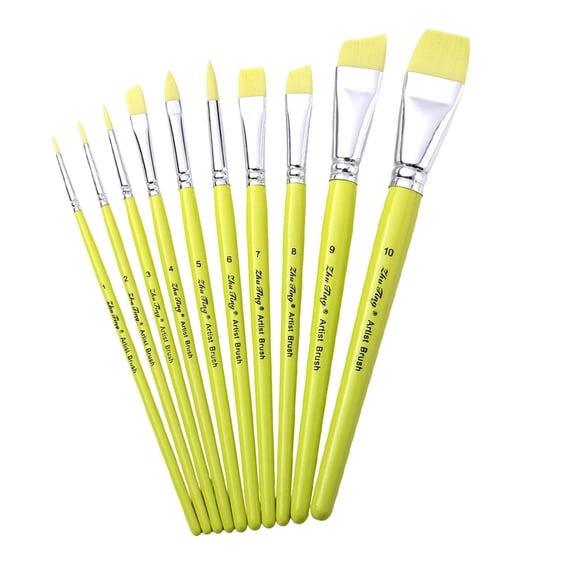 10Pcs Artist Paint Brush Watercolor Paint Brush for Oil Acrylics ...
