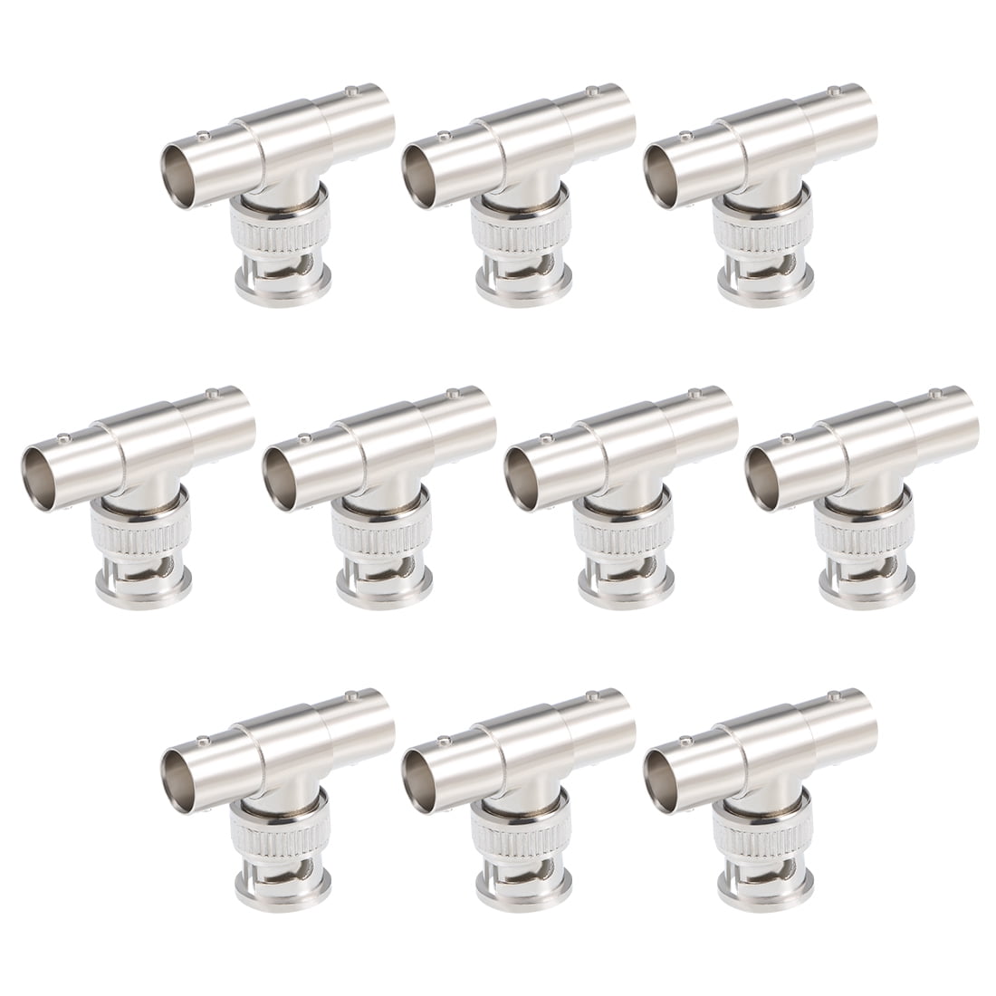 10Pcs BNC 1 Male to 2 Female 3 Way T Shape Adapter Connector Splitter ...