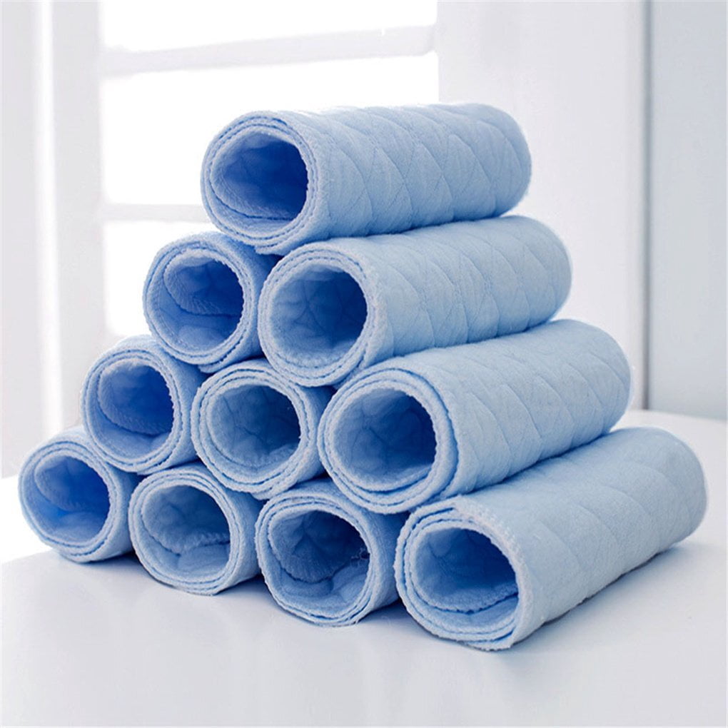 10Pcs Baby Diapers 6 Layer Soft Cotton Cloth Reusable Water-absorbent ...