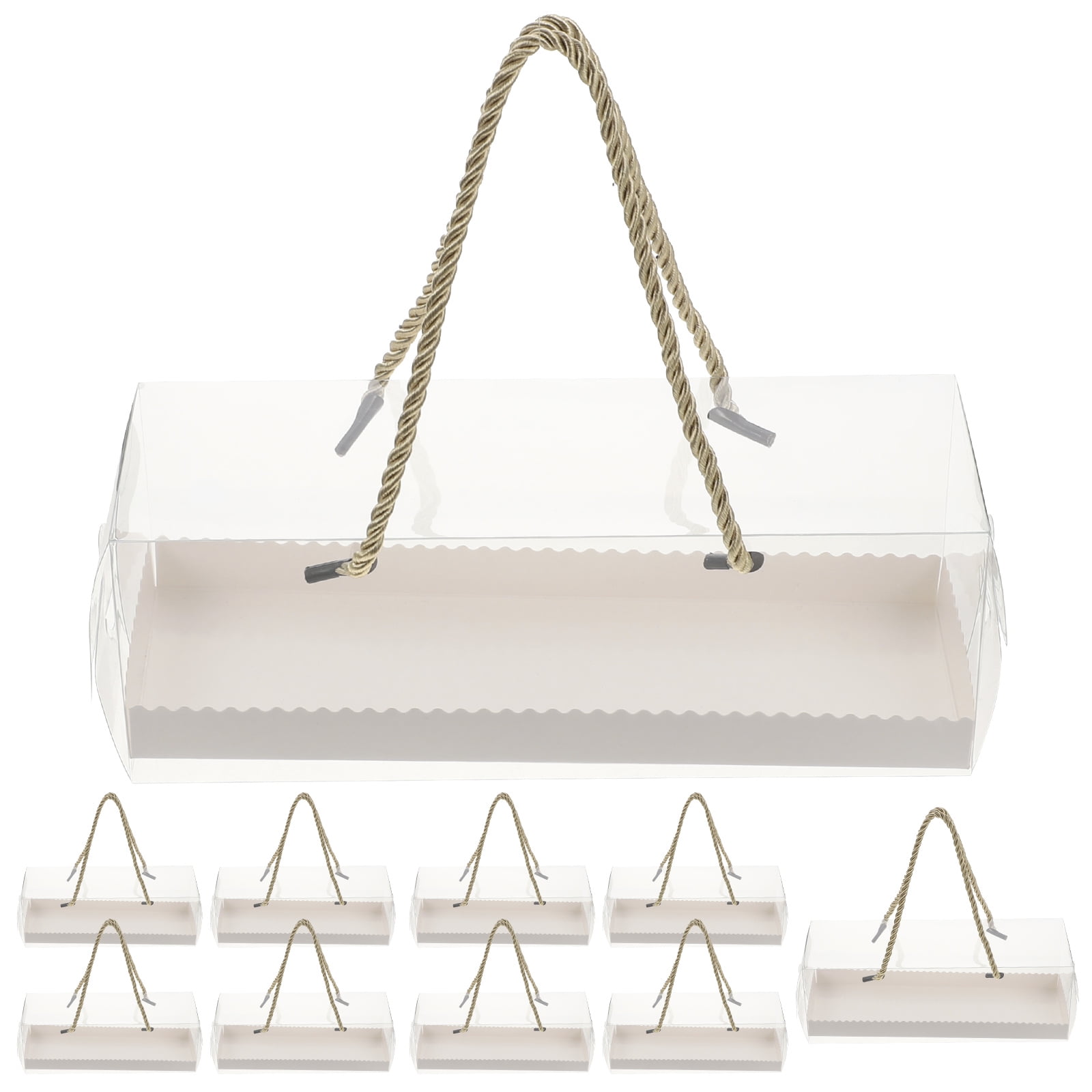 10Pcs Bakery Cake Boxes with Handle Portable Clear Cake Boxes Dessert ...