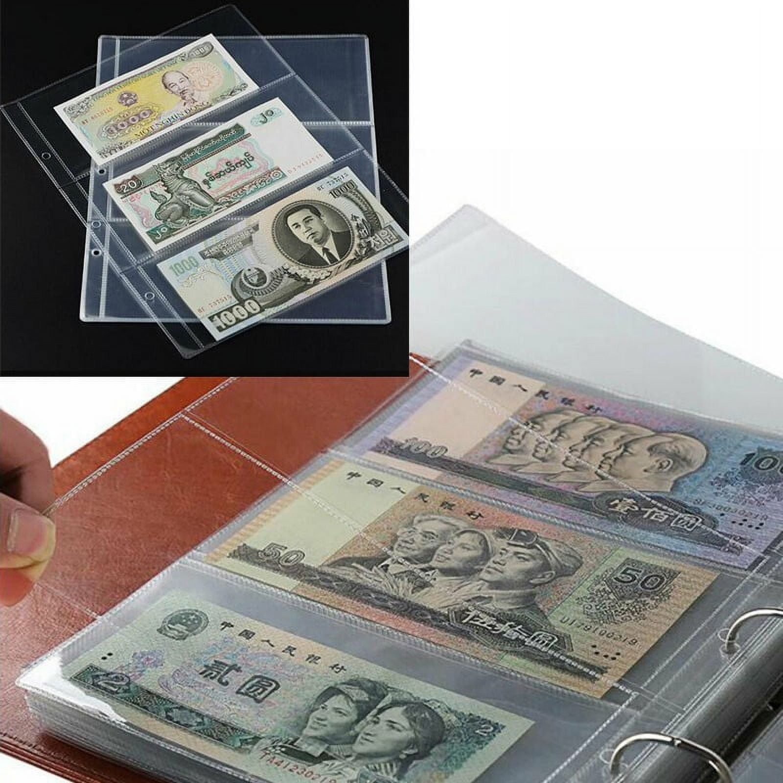 10Pcs Banknotes Album Page Paper Currency Collection Binder Sleeves ...