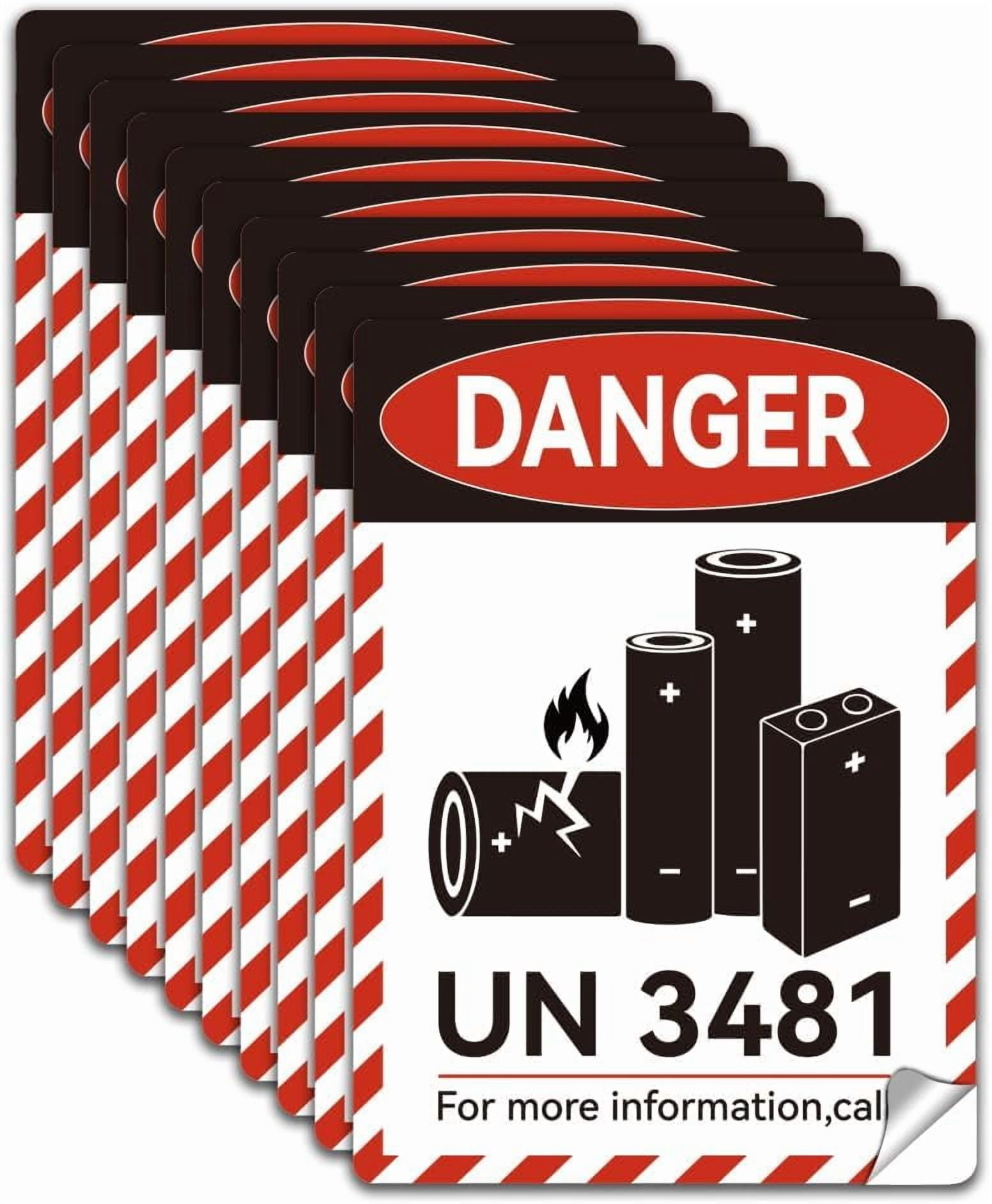 10Pcs Battery Caution Label Decal Sticker PVC Battery Transport Warning ...