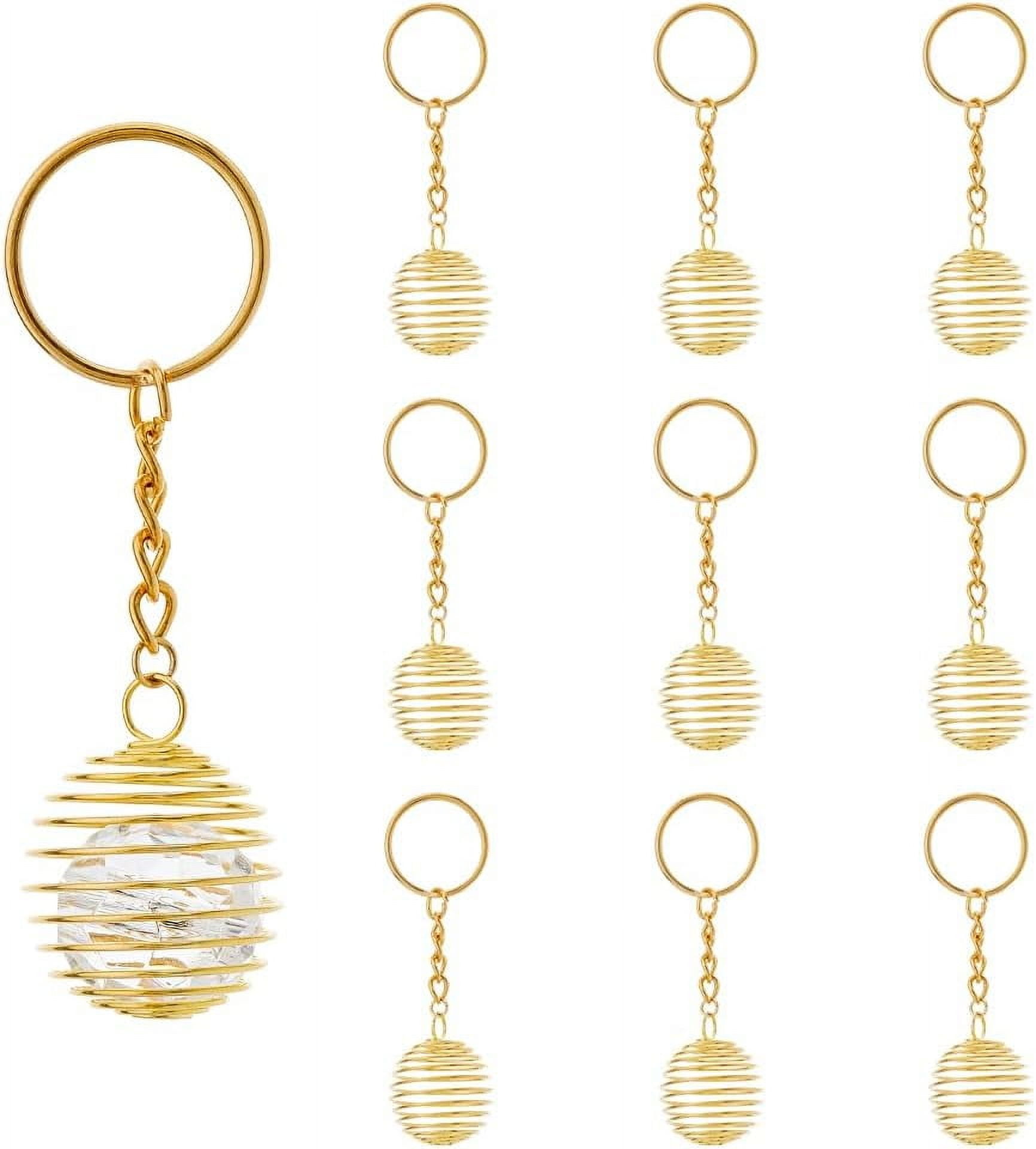 10Pcs Bead Cage Charms Spiral Bead Cages Pendants with Keyring Hollow ...