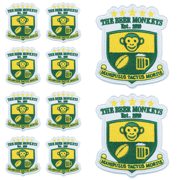 10Pcs The Beer Monkeys Est.2010 Rugby Beer Mug Embroidered Patch with ...