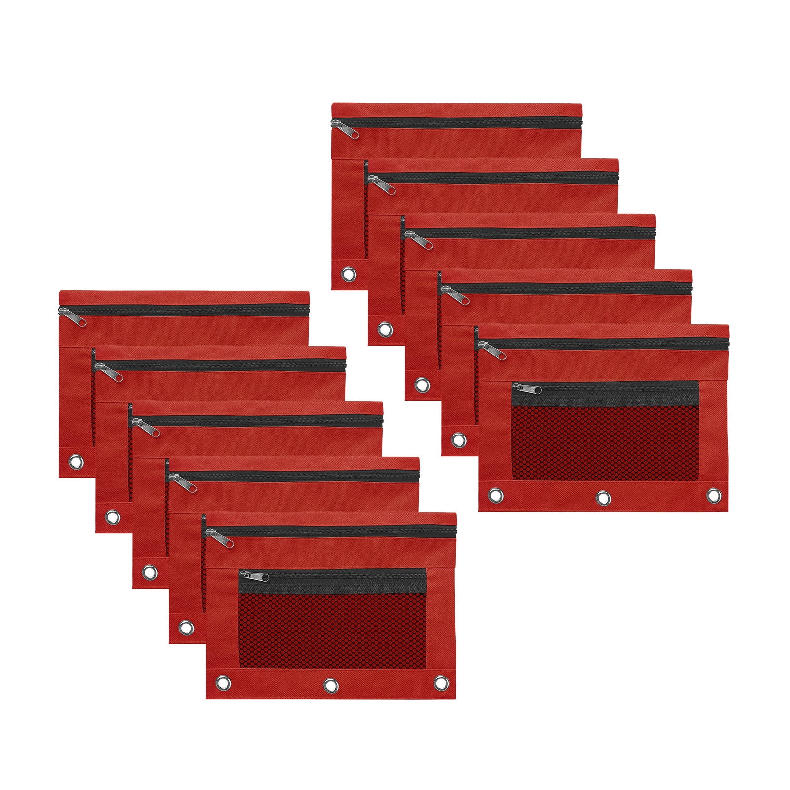 10Pcs Binder Pencil Pouch, Three Hole Cloth Pencil Case, Pencil Pouches ...