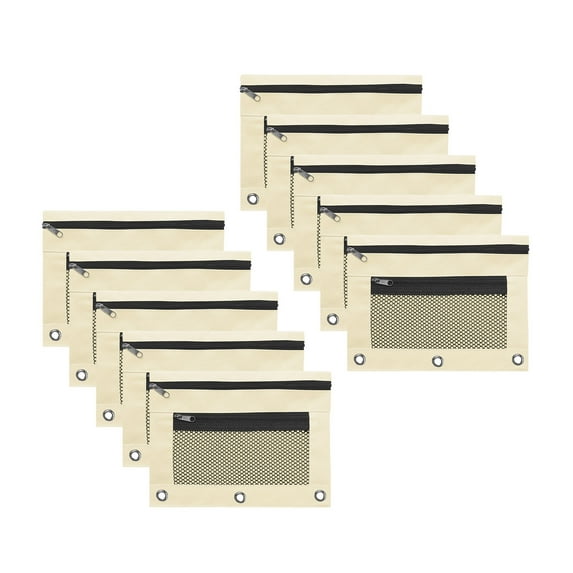 10Pcs Binder Pencil Pouch, Three Hole Cloth Pencil Case, Pencil Pouches ...