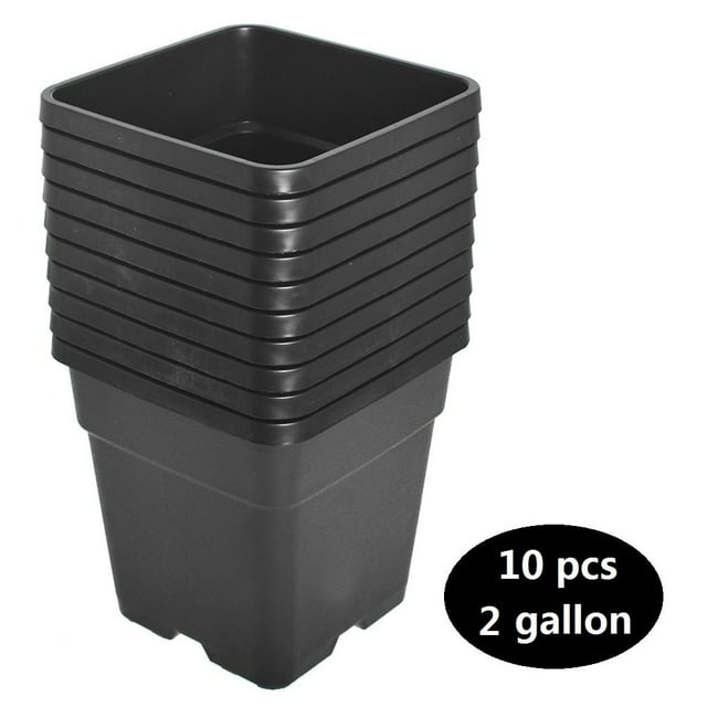 10Pcs 2 Gallon Square Seedling Pots, HDPE Plastic Plant Pots, Nursery ...