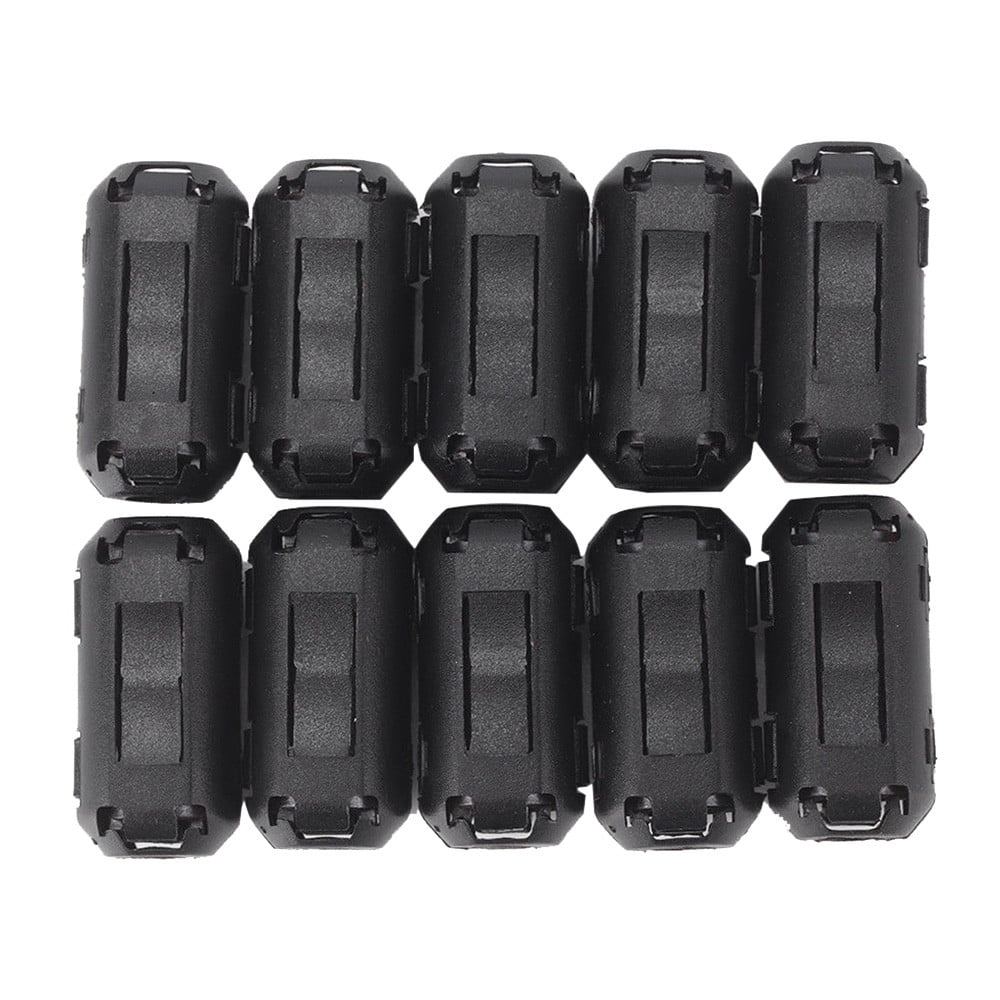 10Pcs Black Clip On Clamp RFI EMI Noise Filters Ferrite Core For 5mm ...