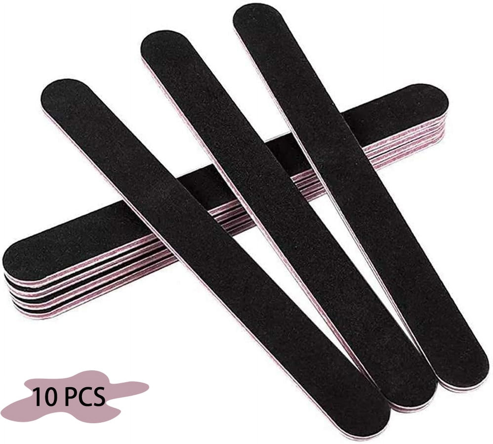 10Pcs Black Nail File Set, Nail Files & Buffers, Double Sided Emery ...