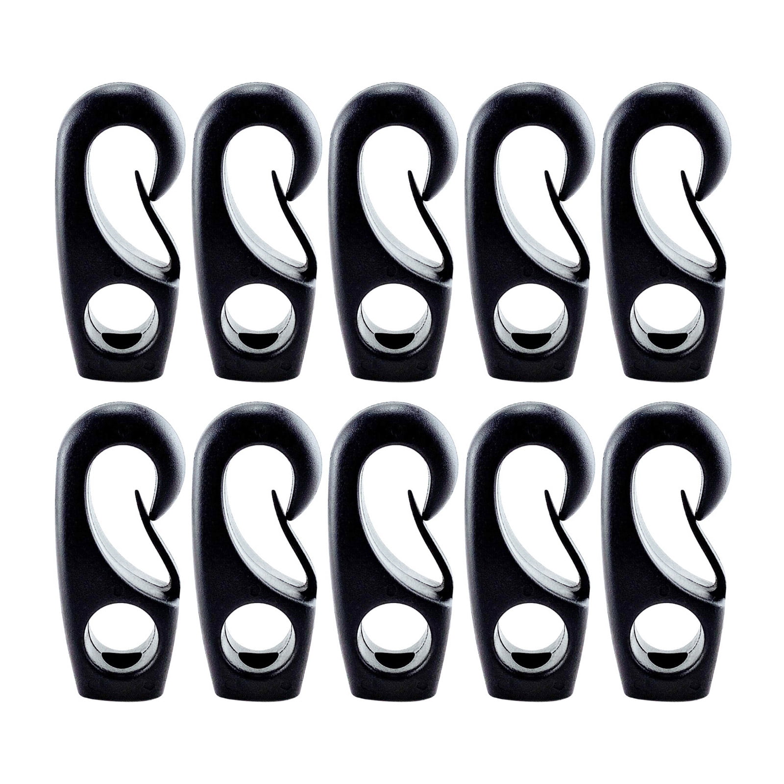 10Pcs Black Plastic Bungee Hook Boats Shock Cord Hook Bungee Rope ...