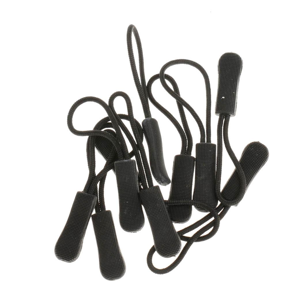 10Pcs Black Zipper Pullers Cord Rope Ends Lock Zip Sliders for Clothing ...