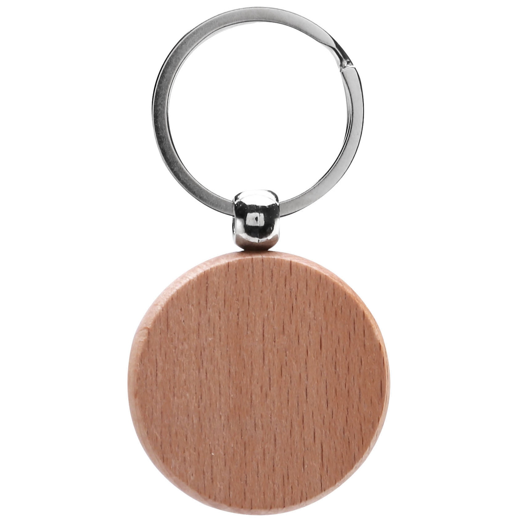 10Pcs Blank Round Wooden Key Chain Diy Wood Keychains Tags Can Engrave ...