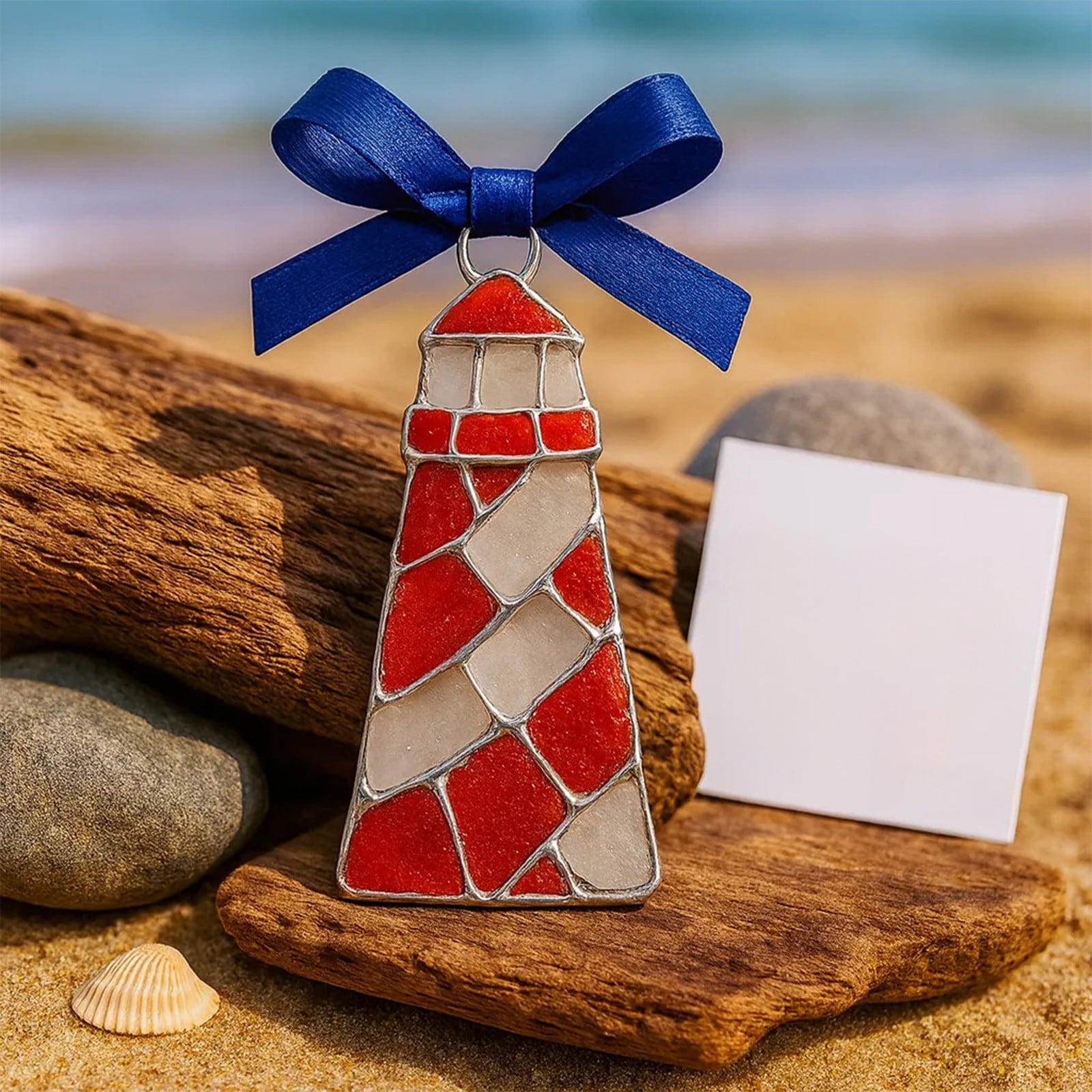 10Pcs Blue Bow Ribbon Sea Glass Pendant! Cagogo Summer Blue Bow Ribbon ...