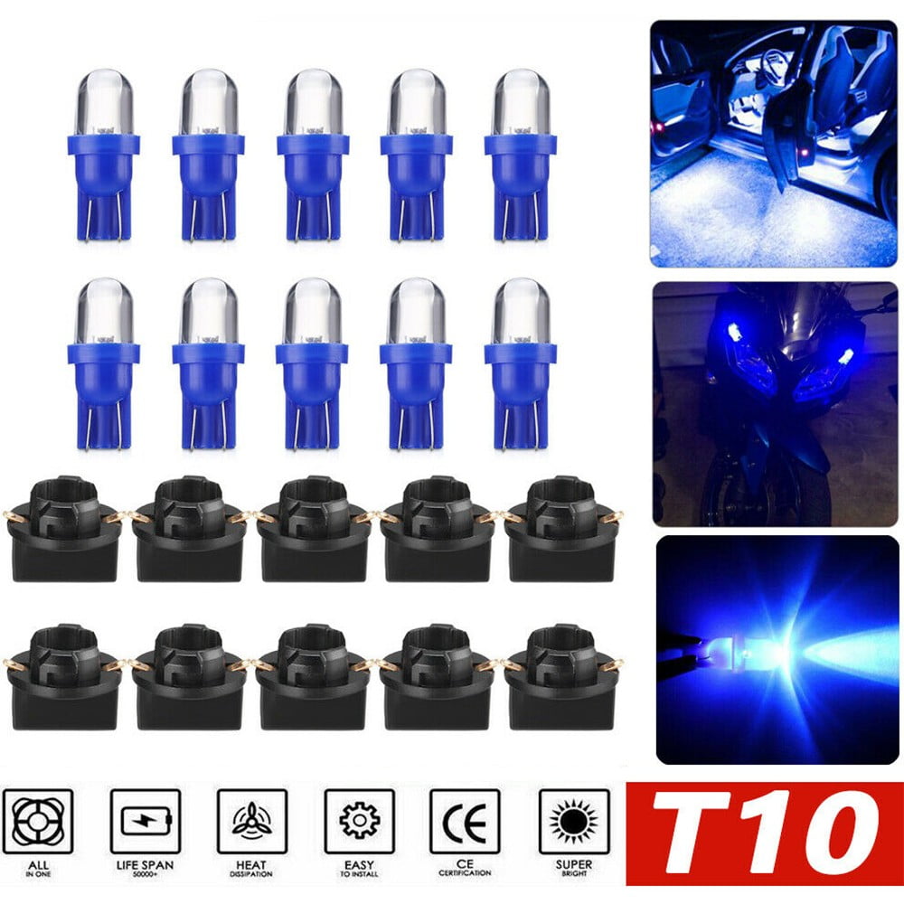 10Pcs Blue T10 194 Led Bulbs For Instrument Gauge Cluster Dash Light W ...