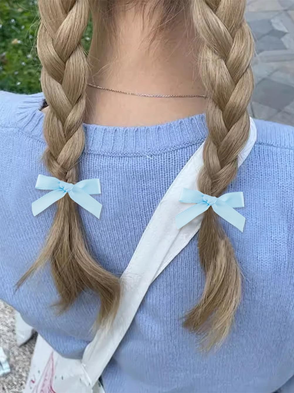10Pcs Bowknot Polyester Hair Clips with Platinum Plated Alloy Clip for ...
