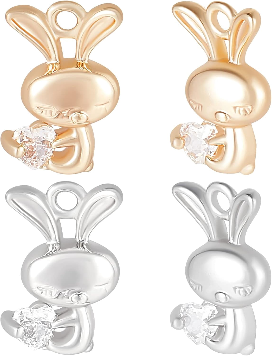 10Pcs/Box 2 Colors Easter Bunny Charms 18K Gold & Platinum Plated Brass ...