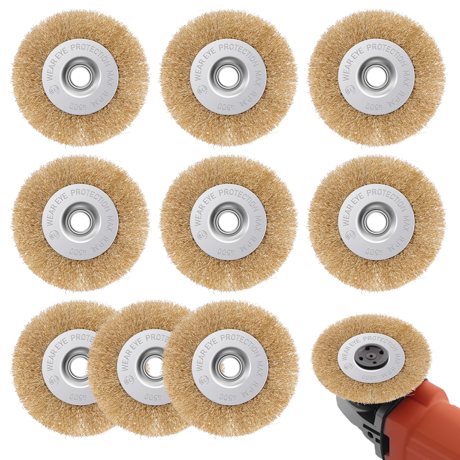 10Pcs Brass Coated Wire Brush Wheel Versatile High Efficiency Paint ...
