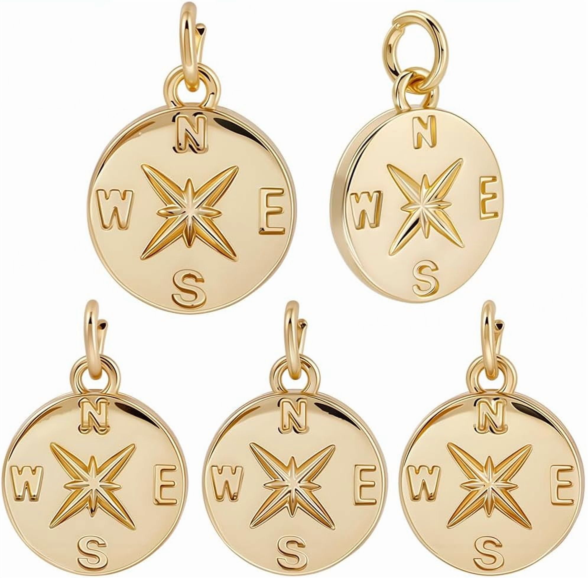 10Pcs Brass Compass Charms with Jump Rings Long-Lasting Plated Real 18K ...