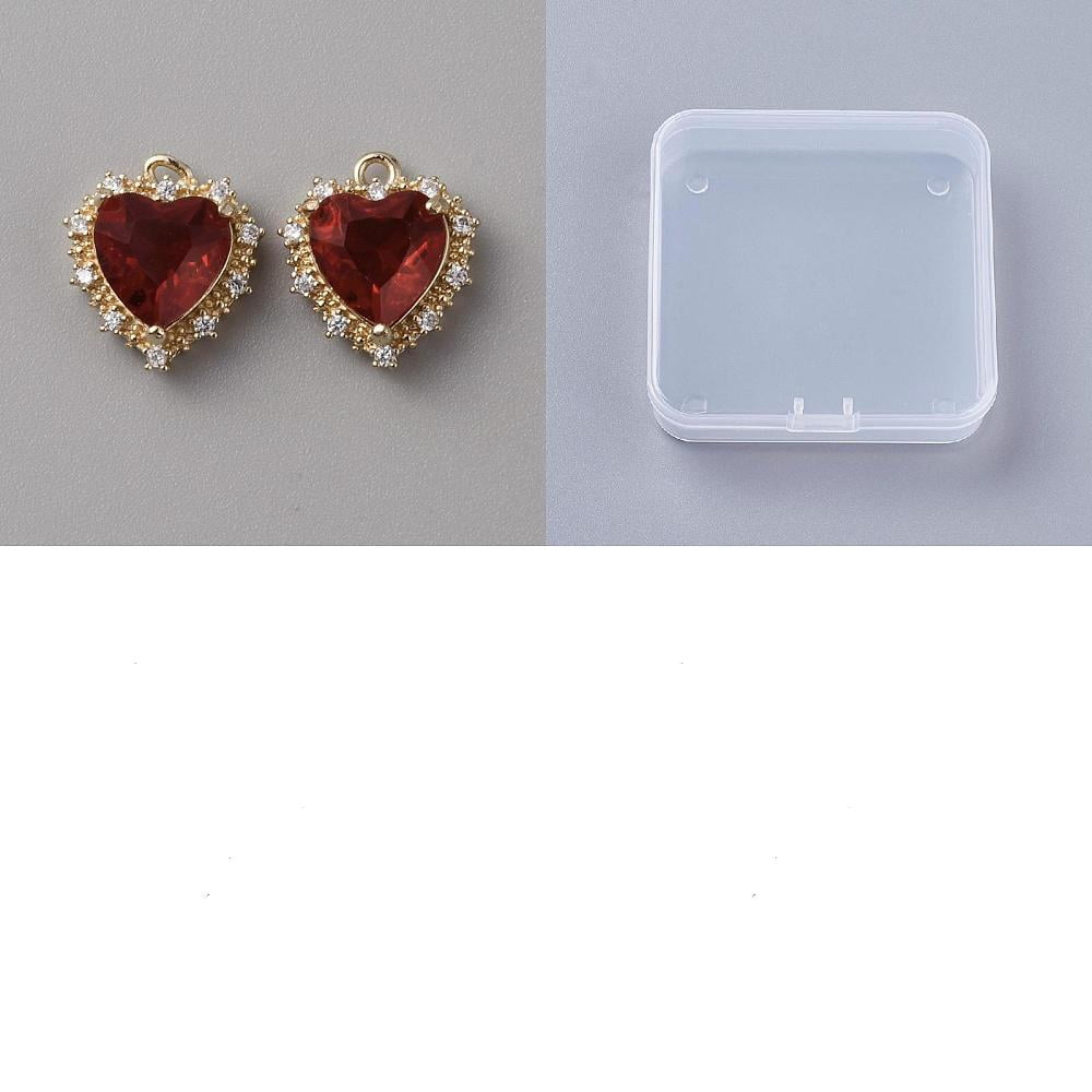 10Pcs Brass Cubic Zirconia Pendants Light Gold Tone Heart Charms ...