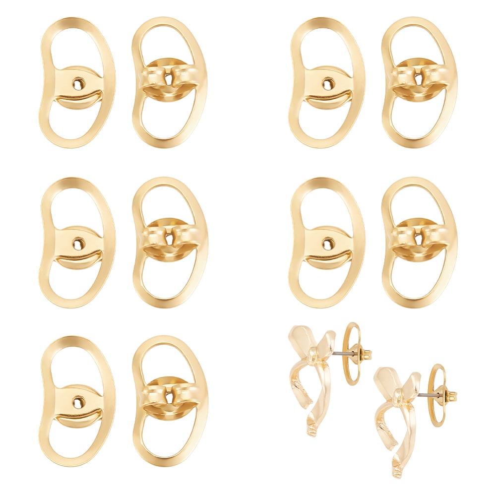 10Pcs Brass Ear Nuts Oval Golden 13x7x4mm Hole: 0.9mm - Walmart.com