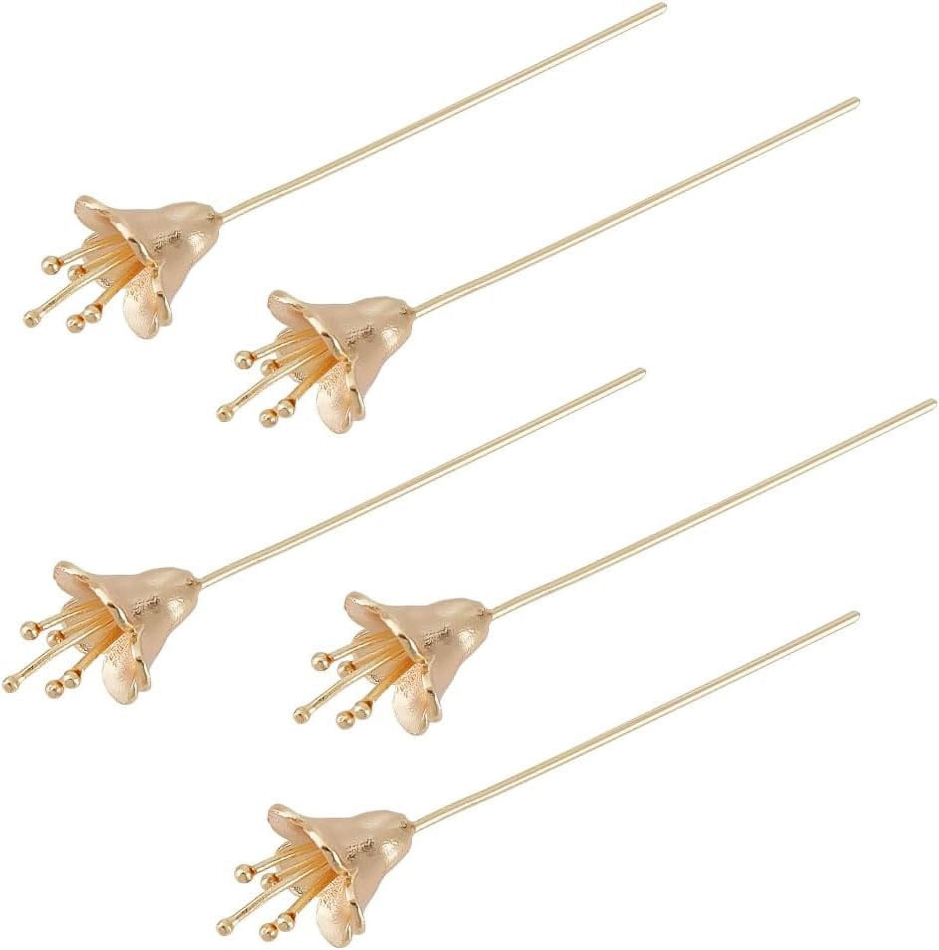10Pcs Brass Flower Shaped Head Pins 20 Gauge Golden Wire Needle ...