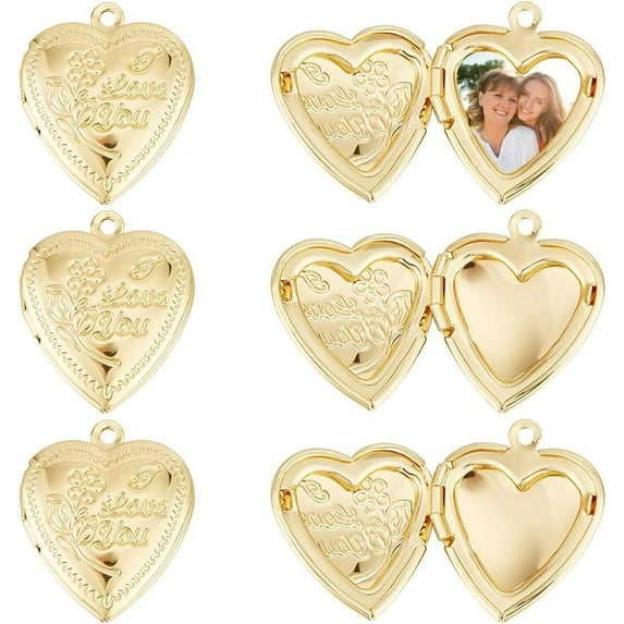 10Pcs Brass Locket Pendants Photo Frame Charms for Necklaces Long ...