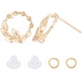 10Pcs Brass Olive Branch Stud Earring Settings for Rhinestone with ...