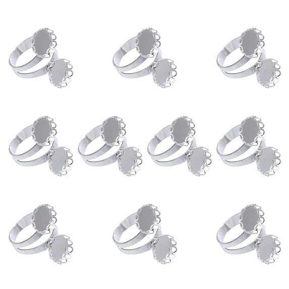 10Pcs Brass Pad Ring Setting Double Hollow Edge Bezel Cups Flat Round ...