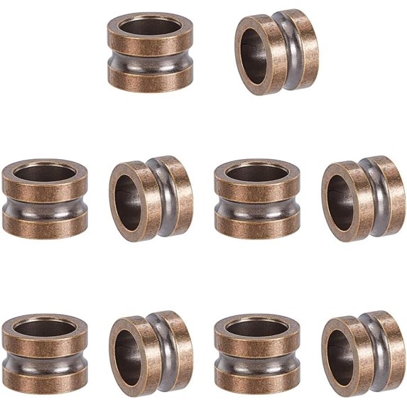 10Pcs Brass Paracord Beads Large Hole Lanyard Beads Bronze Column Bead ...