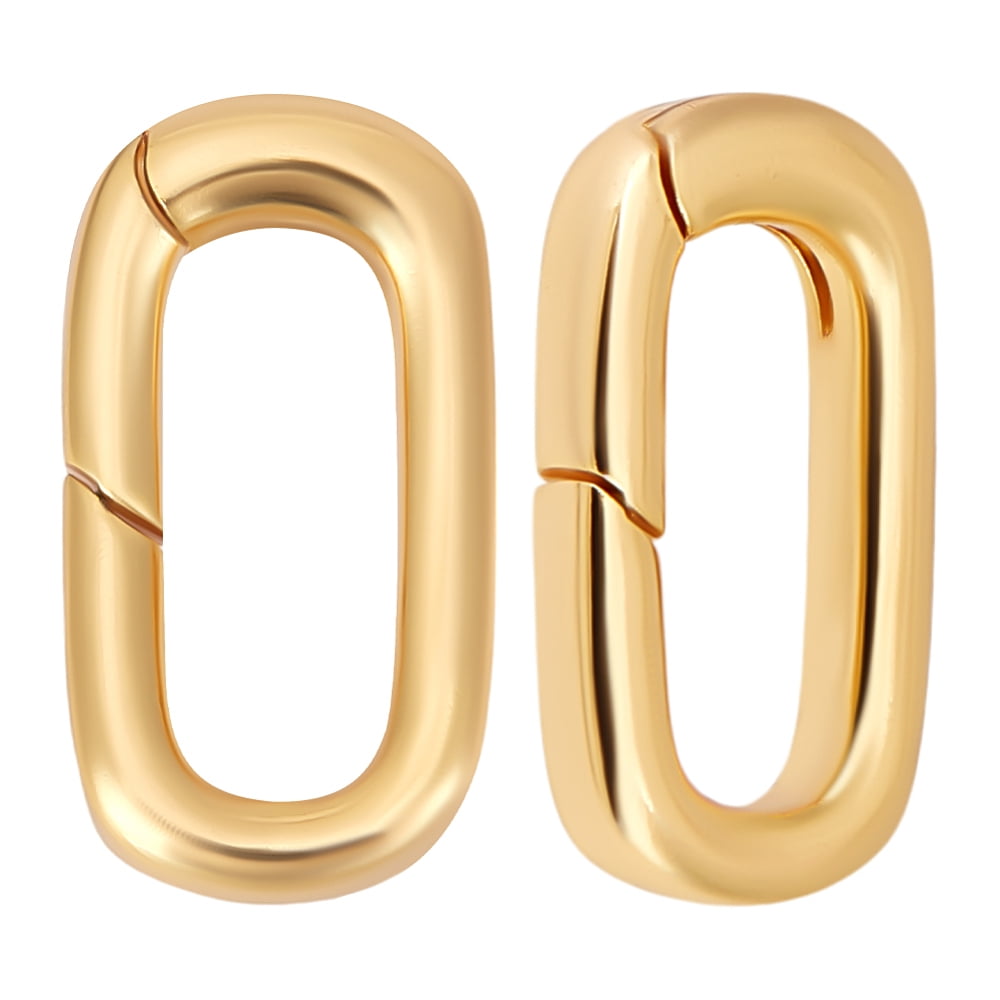 10Pcs Brass Spring Gate Rings Oval Real 18K Gold Plated 18x9.5x2.5mm ...