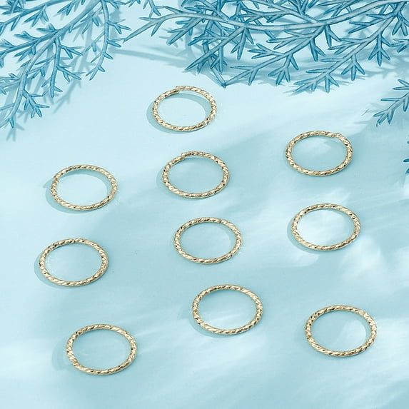 10Pcs Brass Textured Open Jump Rings Real 18K Gold Plated 15 Gauge 14x1 ...