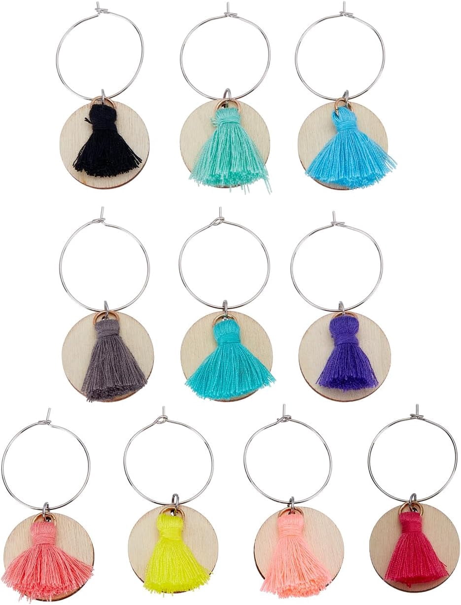 10Pcs Brass Wine Glass Charms Wine Tasting Party Decoration Supplies ...