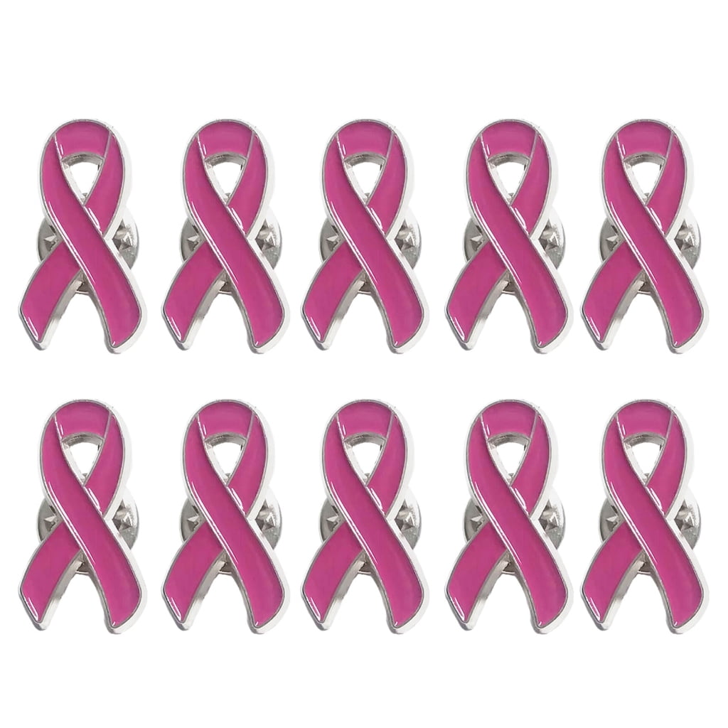 10Pcs Breast Cancers Awareness Brooch Trend Lapel Pins Pink Ribbon ...