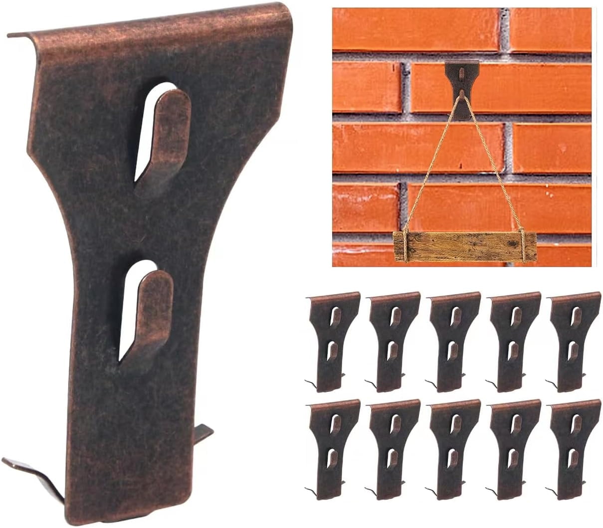 10Pcs Brick Clips for Hanging Outdoors,Steel Picture Hangers, Heavy ...