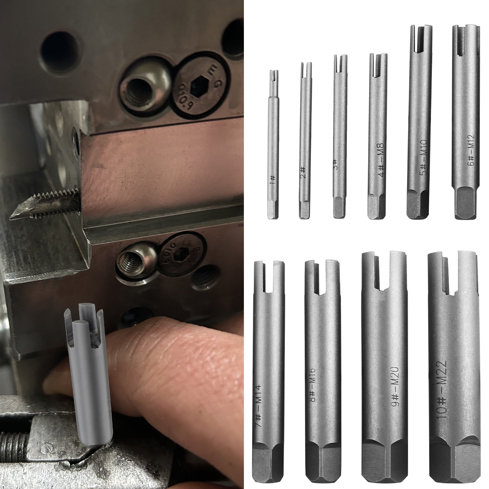 10Pcs Broken Head Tap Extractor Set Alloy Steel Tap Removal Tool Kit ...