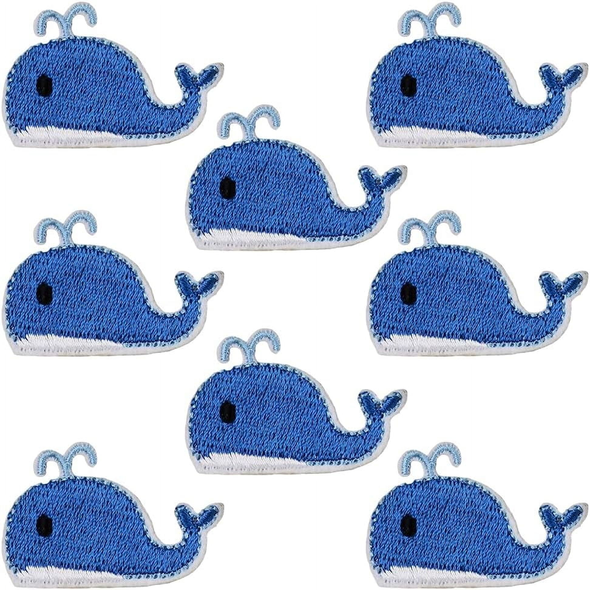 10Pcs Bule Whale Shape Sea Embroidered Patch Cartoon Ocean Animal Sew ...