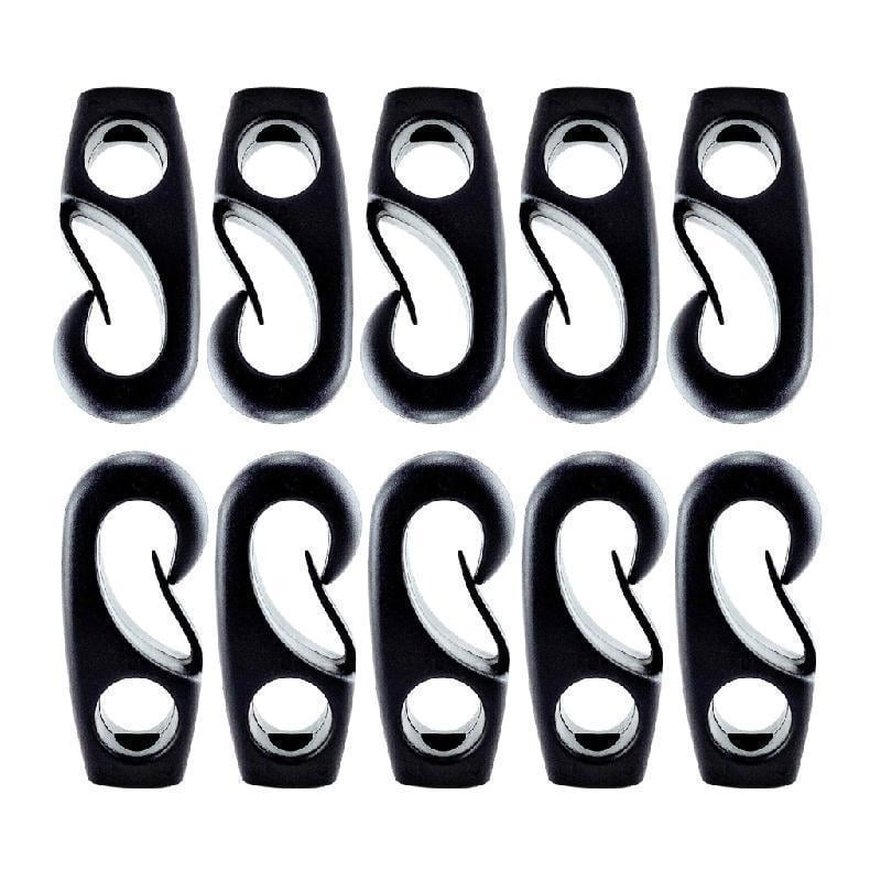10Pcs Bungee Rope Rowing Boats Tie Cord Hook Black Plastic Bungee Hook ...