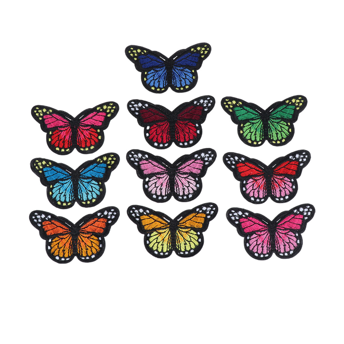 10Pcs Butterflies Appliques Stickers Patch Decal Vivid Embroidery ...