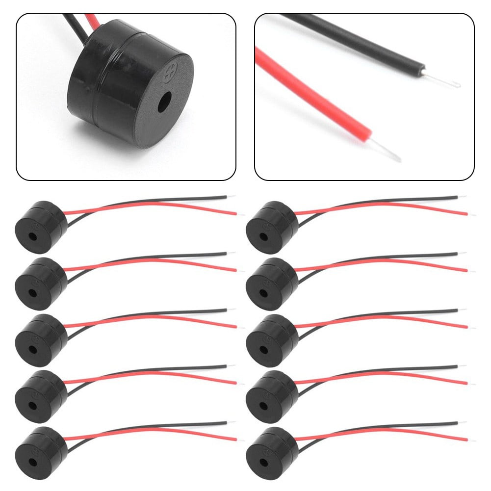 10Pcs Buzzer Active Piezo Electronic Wired Connector Beeper 12V ...
