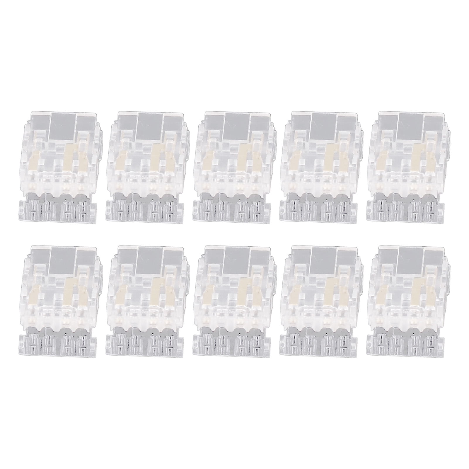 10Pcs COB LED Strip to Wire Connector 10mm 3Pin Transparent Solderless ...