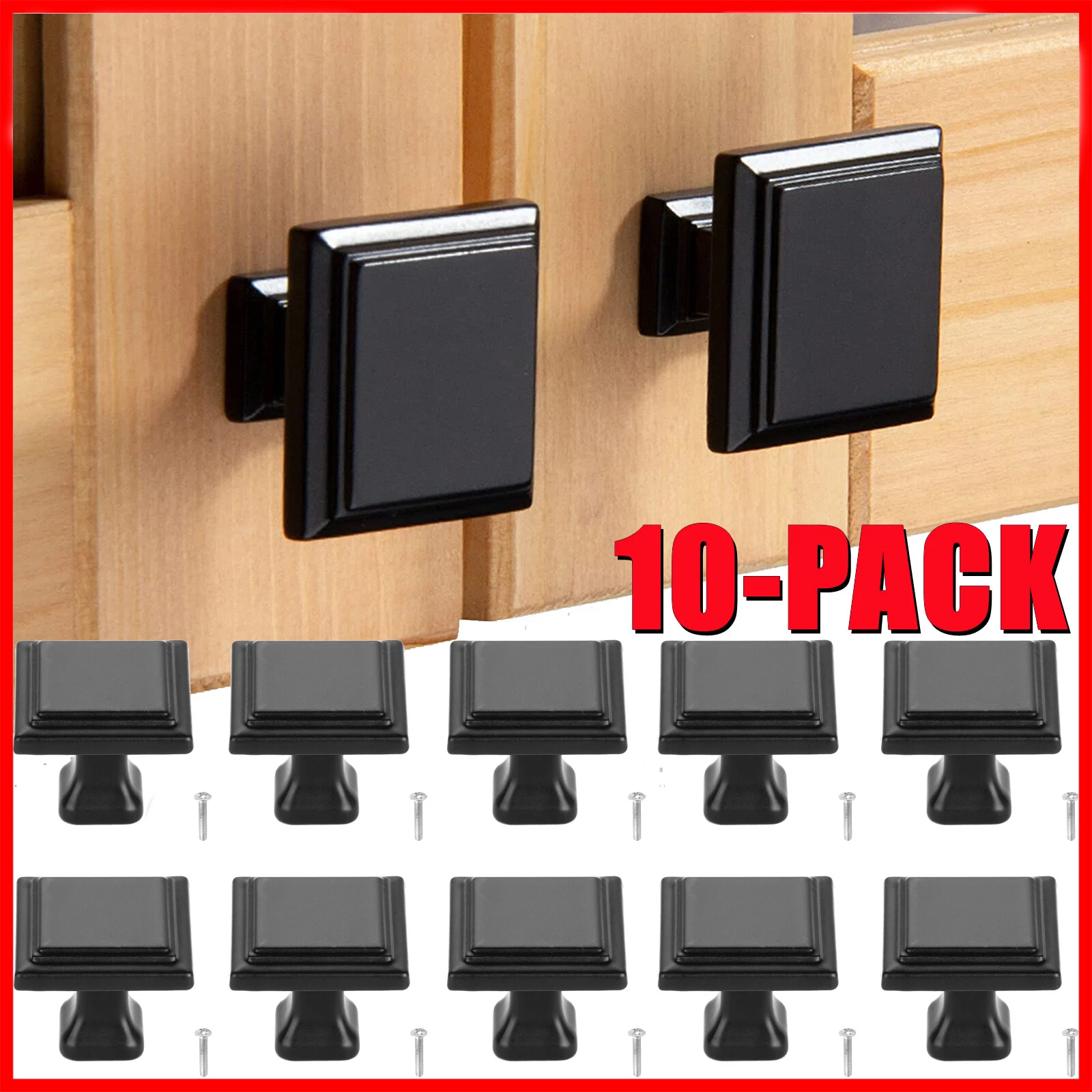 10Pcs Cabinet Pull Knobs Kitchen Drawer Handle Door Cupboard Furniture ...