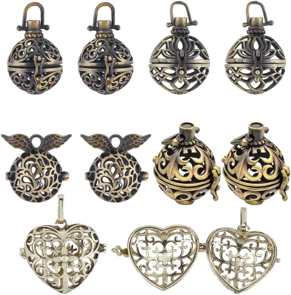 10Pcs Cage Charms Healing Stone Necklace Holder Bead Cage Pendant ...